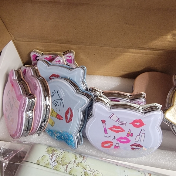 Accessories | Cute Catshaped Compact Mirror Pink And Blue Set 12 | Poshmark
